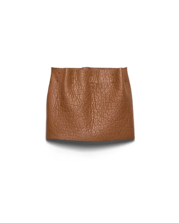 Prada Nappa Leather Mini Skirt - Brown
