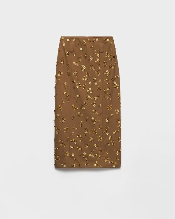 Prada Embroidered Chevron Midi-skirt