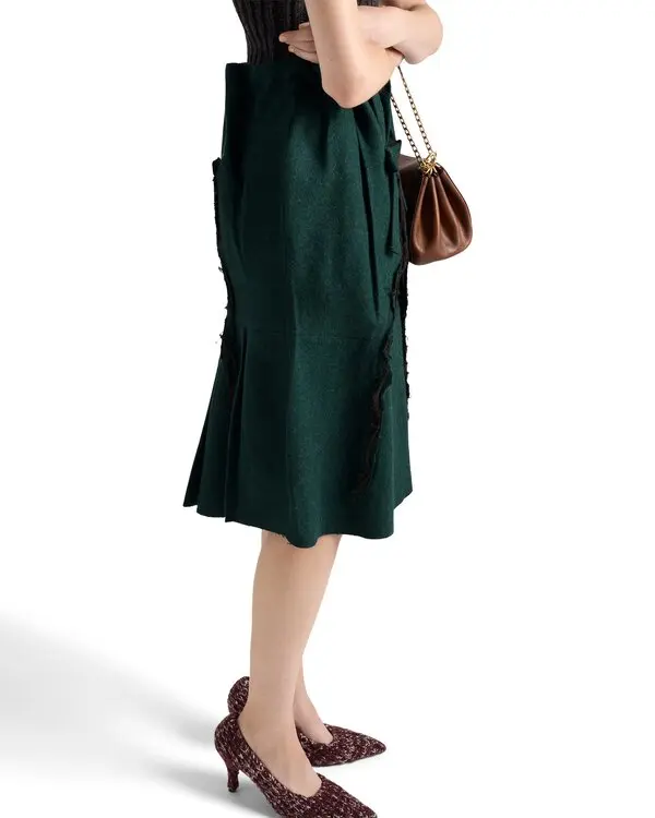 Prada Shetland Wool Midi Skirt - Green