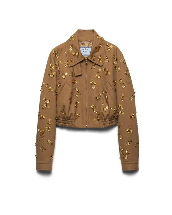Prada Embroidered Chevron Blouson Jacket - Brown