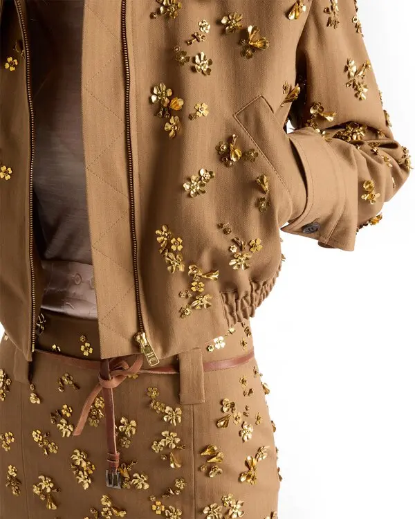 Prada Embroidered Chevron Blouson Jacket - Brown