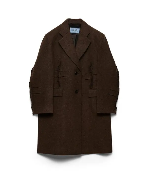 Prada Single-breasted Shetland Wool Coat - Brown