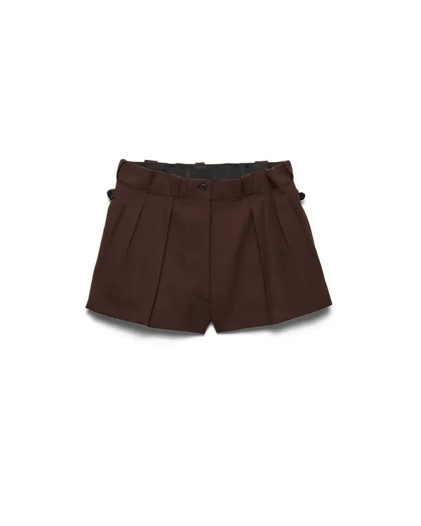 Prada Chevron Wool Shorts - Brown