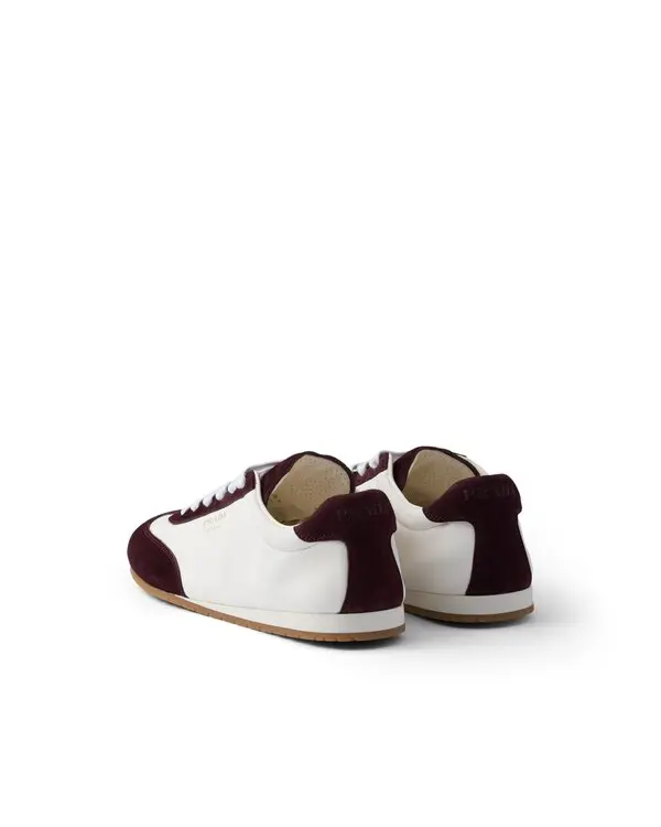 Prada Nappa Leather And Suede Sneakers - Neutral