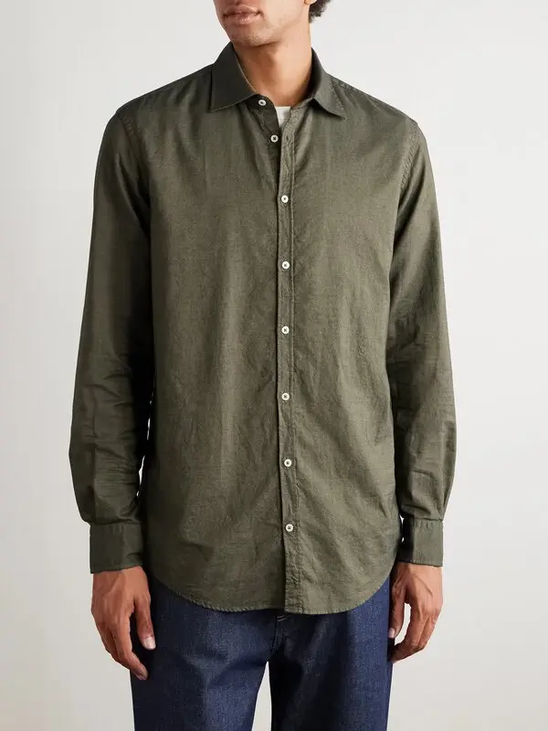 Massimo Alba Genova Cutaway-collar Cotton-chambray Shirt