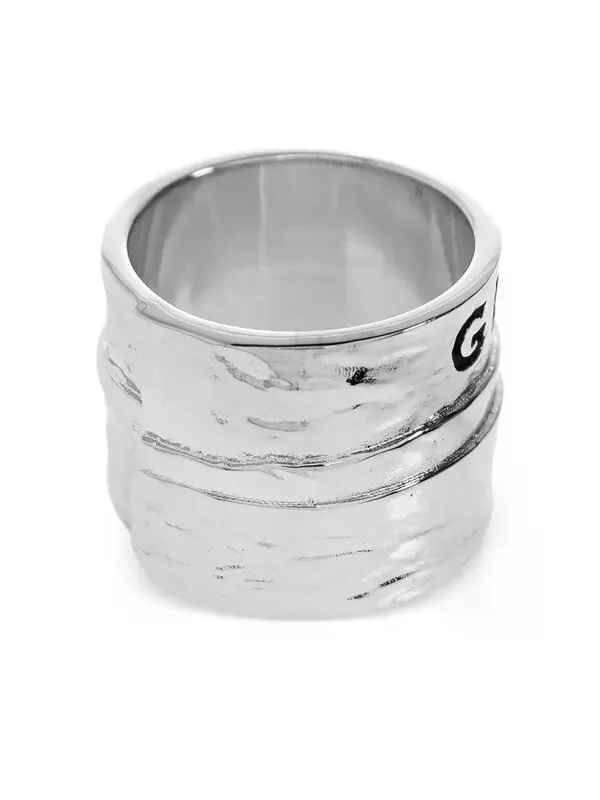 Givenchy Hammered Logo Band Ring