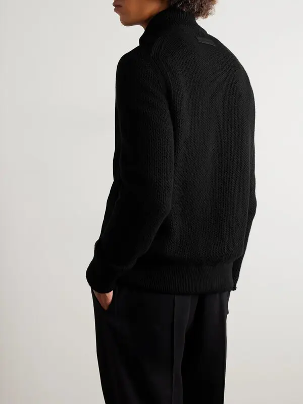 Zegna Suede-trimmed Textured-cashmere Jacket