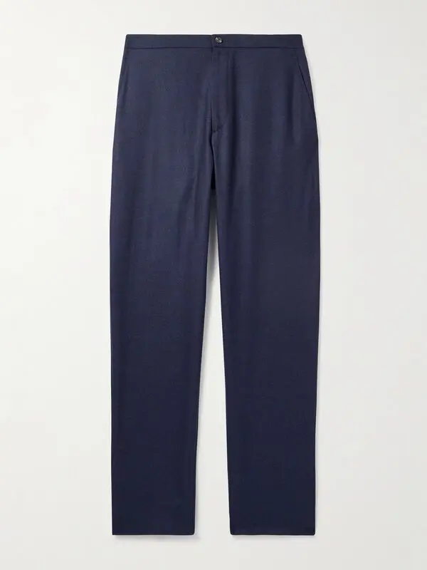 Boglioli Straight-leg Virgin Wool-flannel Drawstring Trousers - Blue