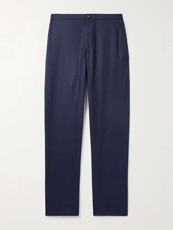 Boglioli Straight-leg Virgin Wool-flannel Trousers - Navy