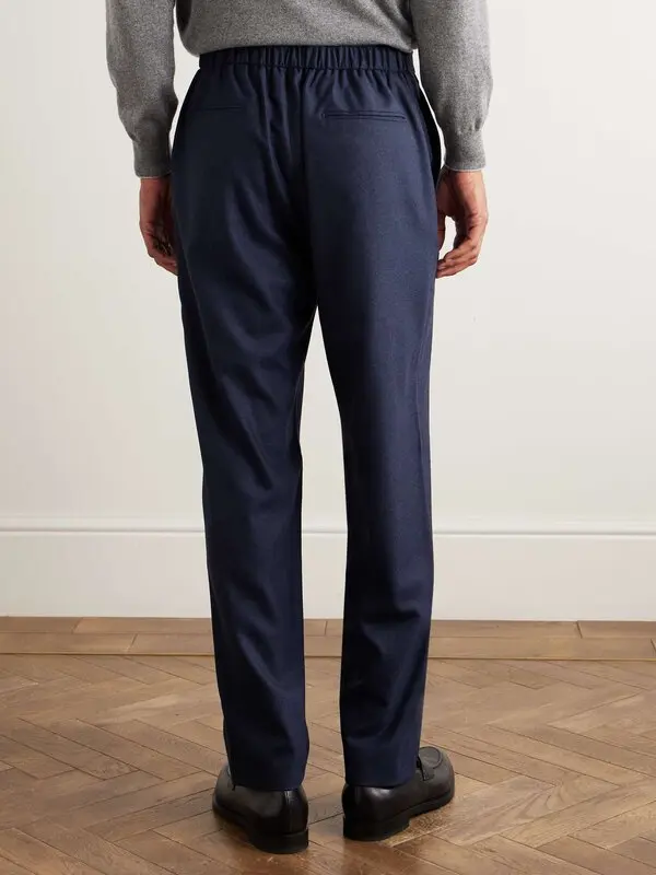 Boglioli Straight-leg Virgin Wool-flannel Trousers - Navy