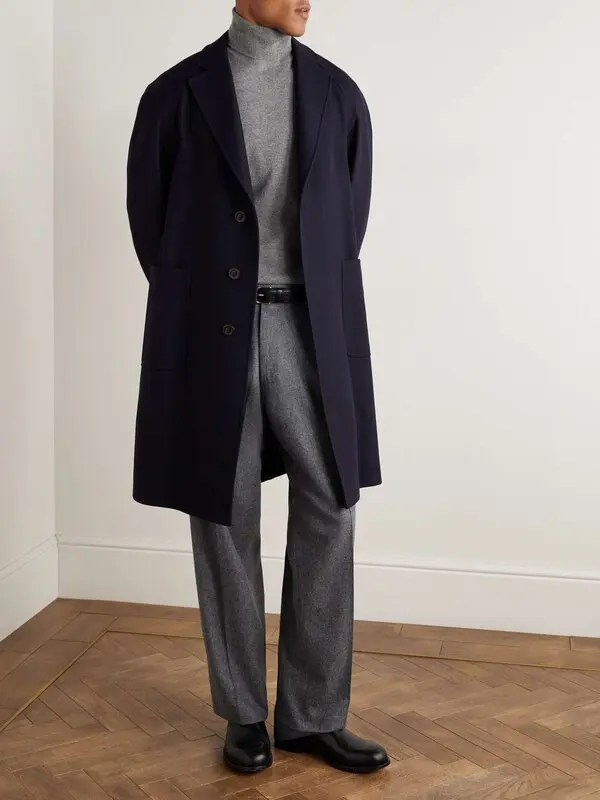 Boglioli Virgin Wool-blend Overcoat - Navy