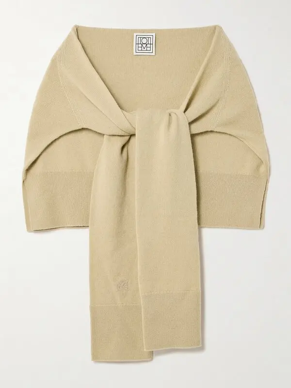 TOTEME Sleeve Embroidered Cashmere Scarf - Neutrals
