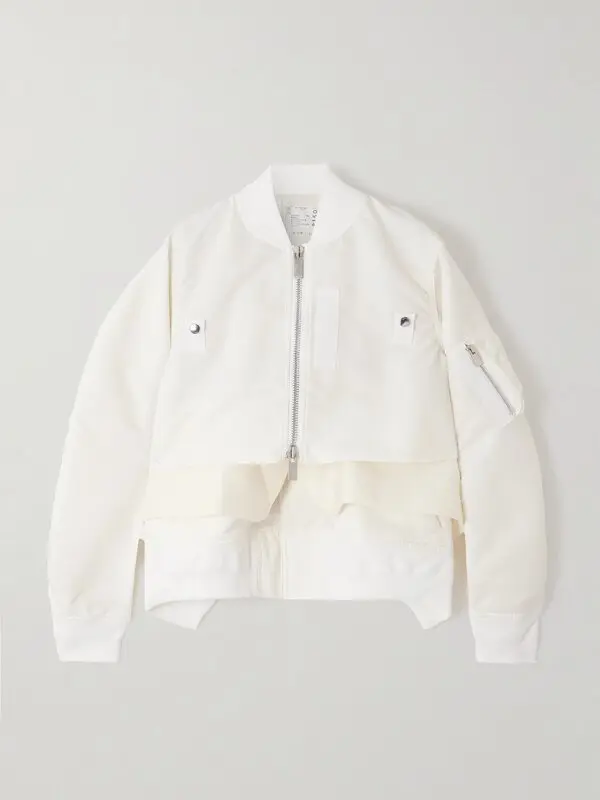 Sacai Wool And Shell-paneled Bomber Jacket