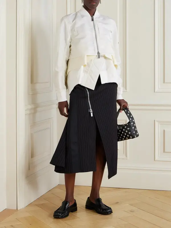 Sacai Wool And Shell-paneled Bomber Jacket