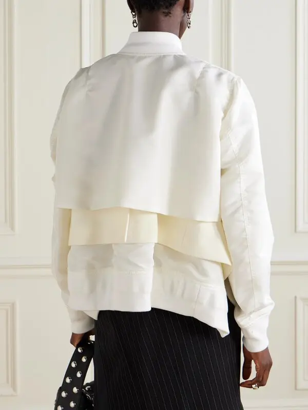 Sacai Wool And Shell-paneled Bomber Jacket