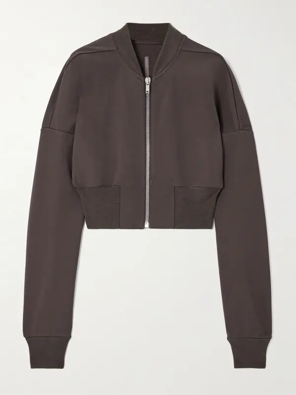 Rick Owens Stretch-jersey Cropped Bomber Jacket