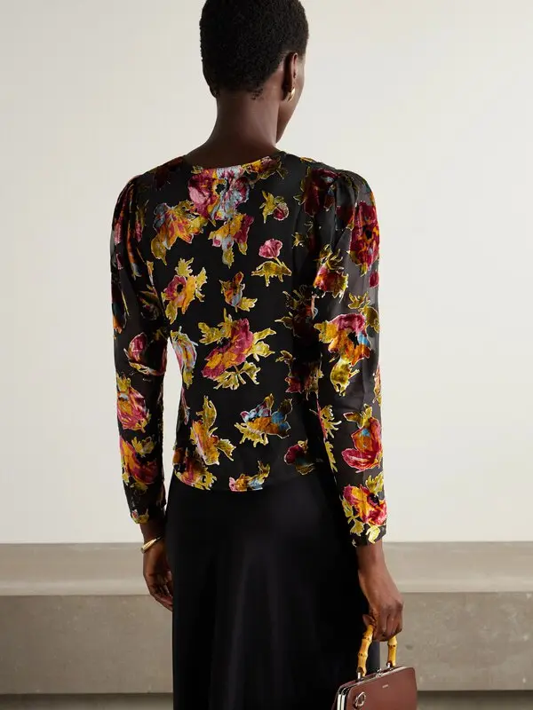 Rixo Evelyn Embellished Floral-print Devoré-velvet Wrap Top - Multi