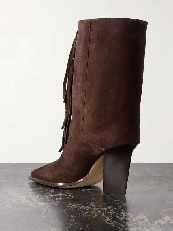 JIMMY CHOO Hart 85 Fringed Suede Boots