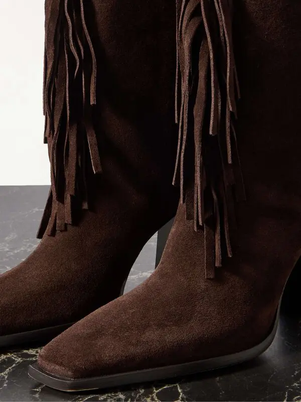 JIMMY CHOO Hart 85 Fringed Suede Boots