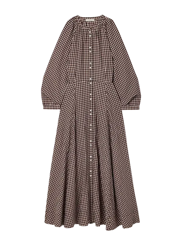 DÔEN Madelaine Checked Organic Cotton-voile Midi Dress - Multi