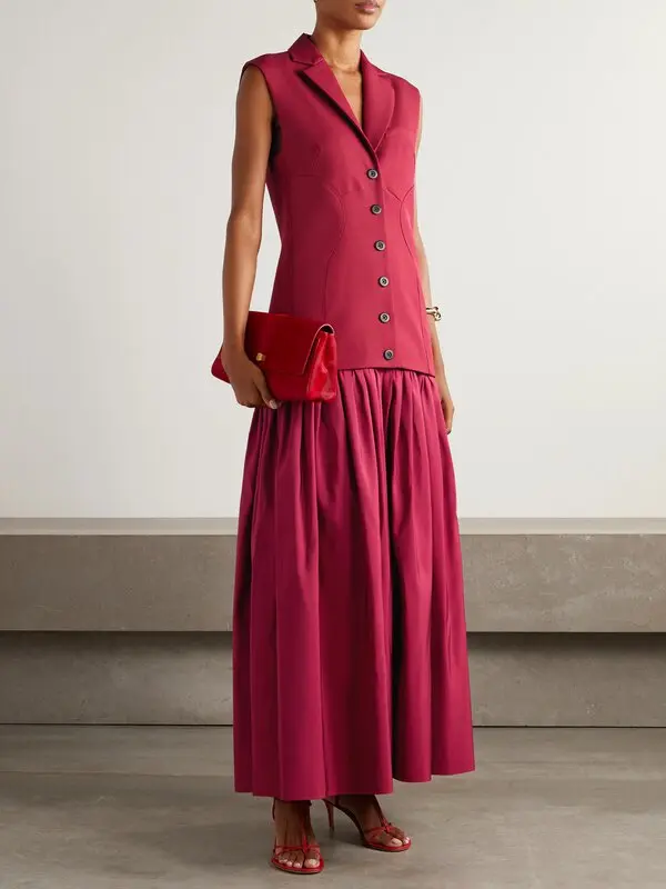 DIOTIMA Convertible Wool-twill And Silk-faille Maxi Dress