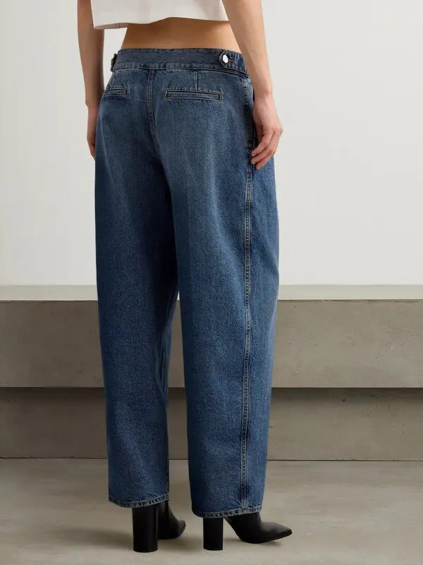Alaïa Pleated Straight-leg Jeans - Blue