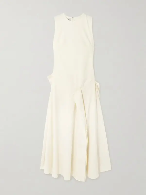 ABADIA Yara Layered Grain De Poudre Wool-blend Midi Dress - Neutrals