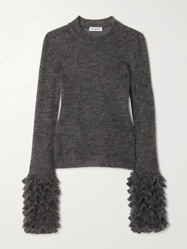 Alaïa Ruched Mohair-blend Sweater - Gray