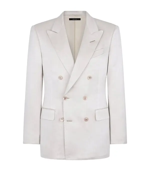 TOM FORD Cotton-silk Double-breasted Blazer