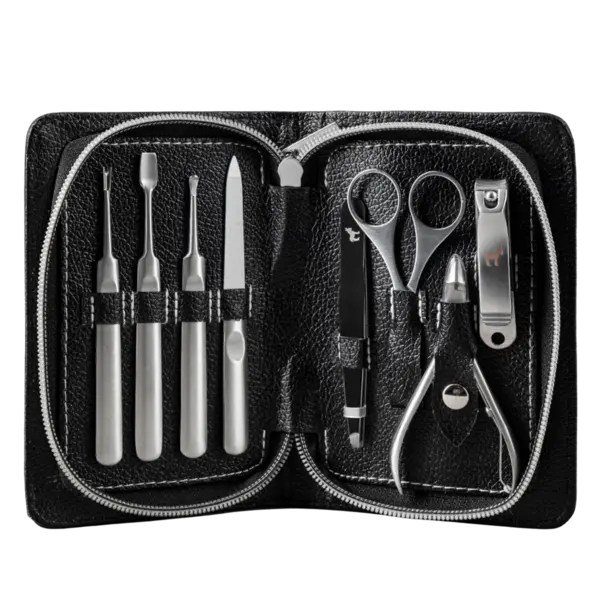 PETE & PEDRO 8-piece Stainless Steel Manicure Set With Leather Case - One-color
