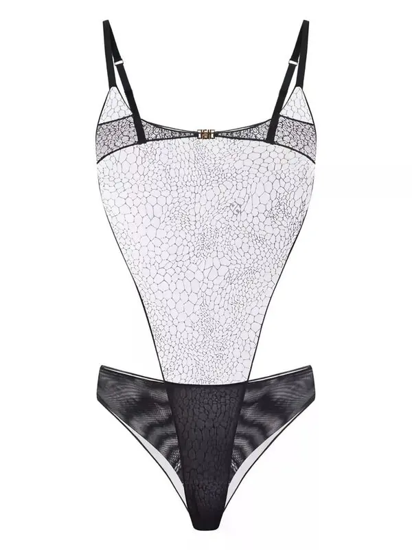 Elisabetta Franchi Snake-pattern Tulle Bodysuit