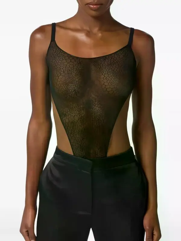 Elisabetta Franchi Snake-pattern Tulle Bodysuit