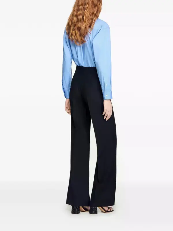 Sandro Wide-leg Trousers With Buttoned Flap Pockets