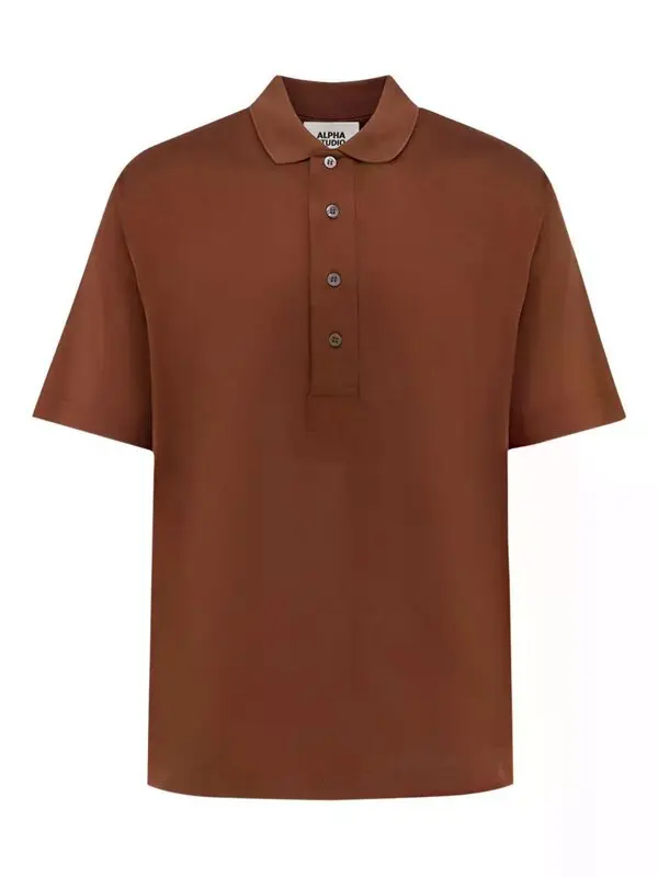 Alpha Studio Short-sleeve Cotton Polo Shirt - Brown