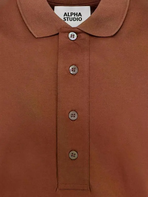 Alpha Studio Short-sleeve Cotton Polo Shirt - Brown