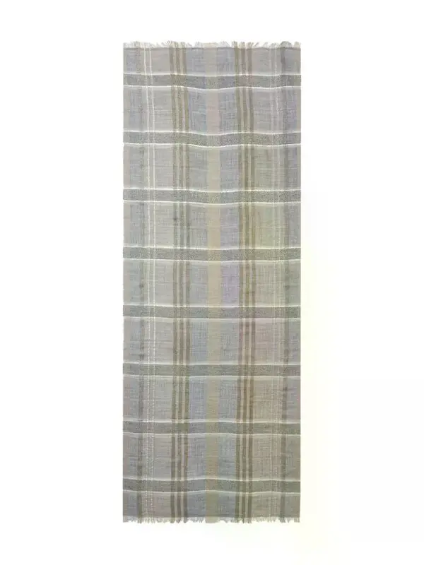 Peserico Metallic-striped Plaid Scarf - Grey