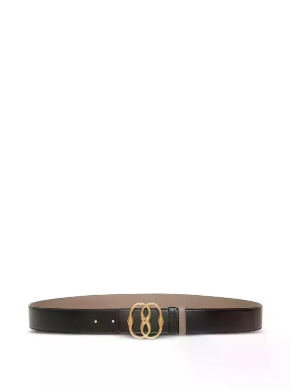 Bally Emblem Buckle Reversible Leather Belt - Black