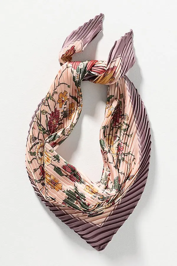 Anthropologie Pleated Floral Hair Scarf - Pink Floral