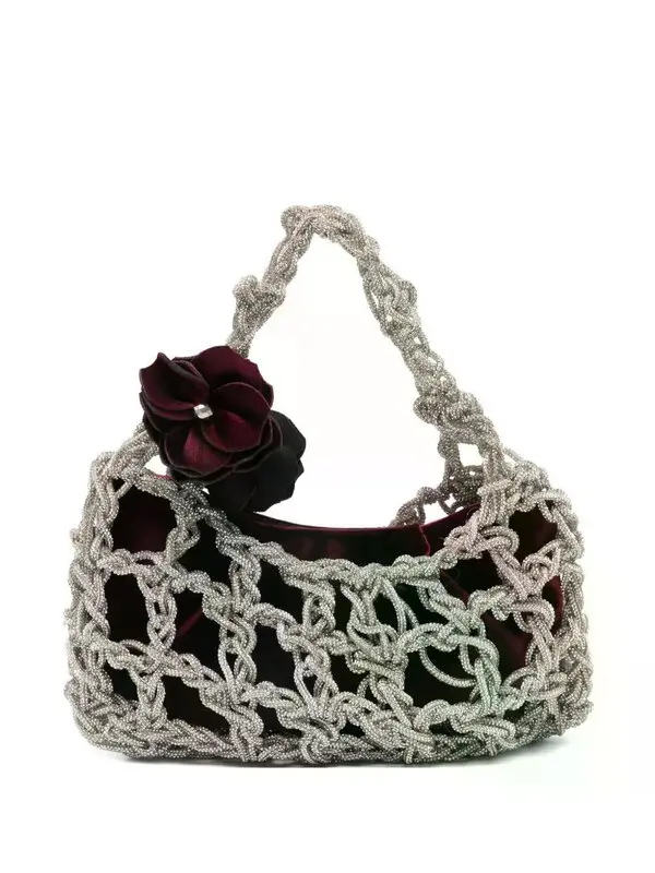 TWENTY FOURHAITCH Flower Appliqué Shoulder Bag