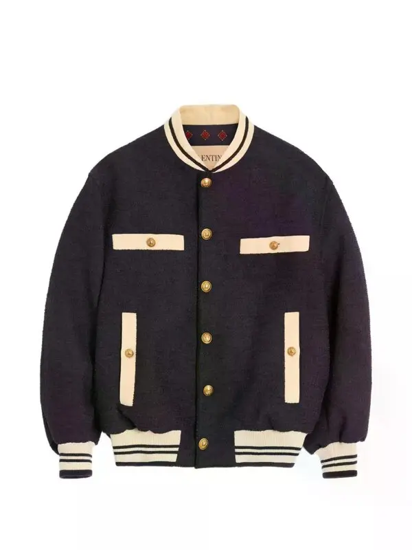 Valentino Garavani Button-up Varsity Jacket - Blue
