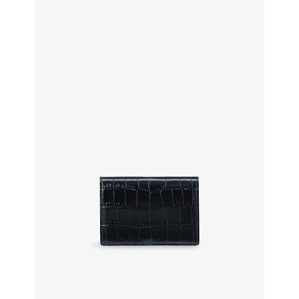 Smythson Mara Folded Leather Card Case - Navy