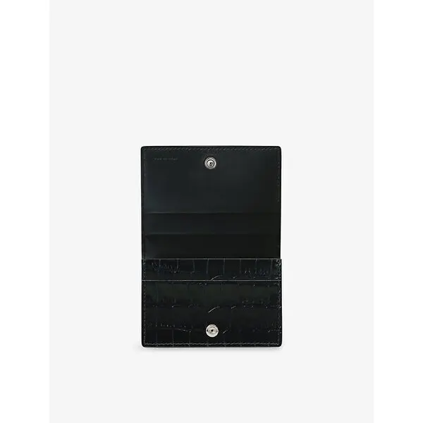 Smythson Mara Folded Leather Card Case - Navy