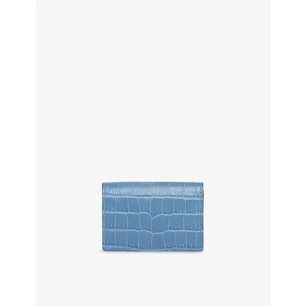 Smythson Mara Folded Leather Card Case - Nile Blue