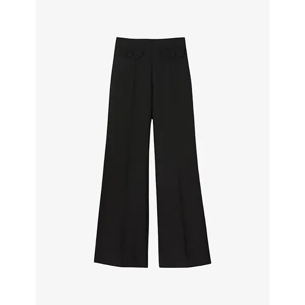 Sandro Pocketed Wide-leg Wool-blend Trousers