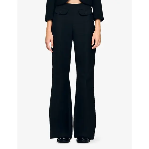 Sandro Pocketed Wide-leg Wool-blend Trousers
