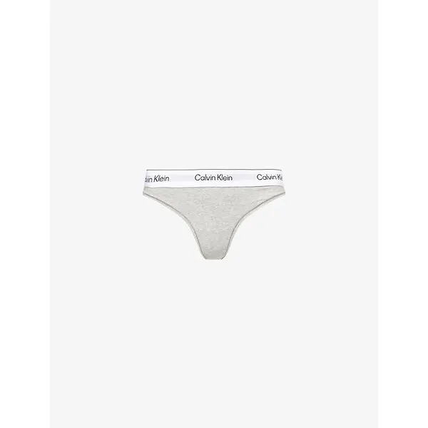 Calvin Klein Icon Modal Cotton-blend Thong - Grey Heather