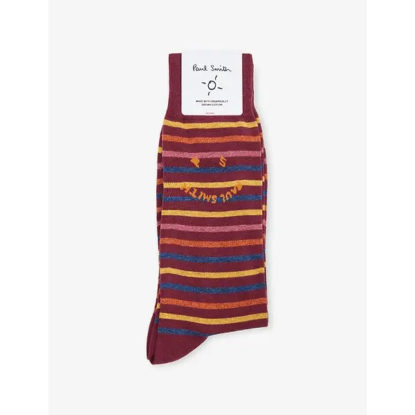 Paul Smith Leo Happy Stripe-print Ankle Socks - 59 Viole