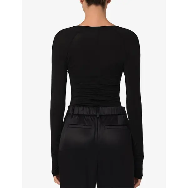 REISS V-neck Stretch-mesh Top