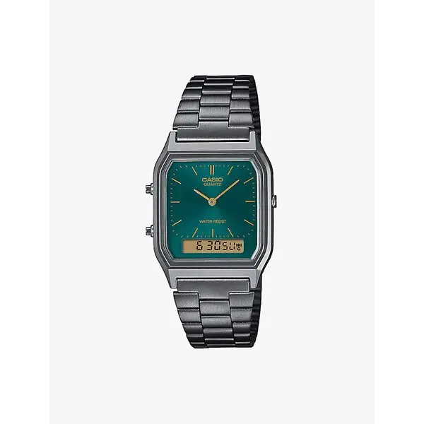 Casio Stainless-steel And Resin Quartz Watch - Gunmental Green