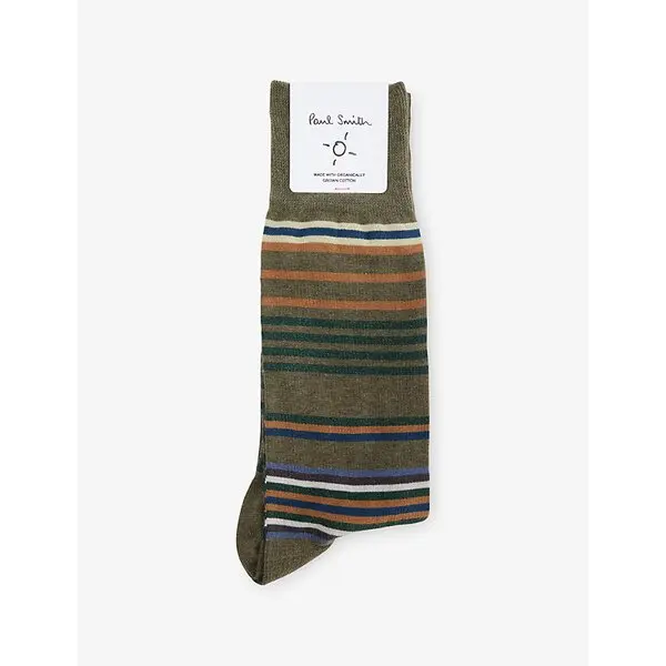 Paul Smith Larry Stripe-print Ankle Socks - 63 Khaki